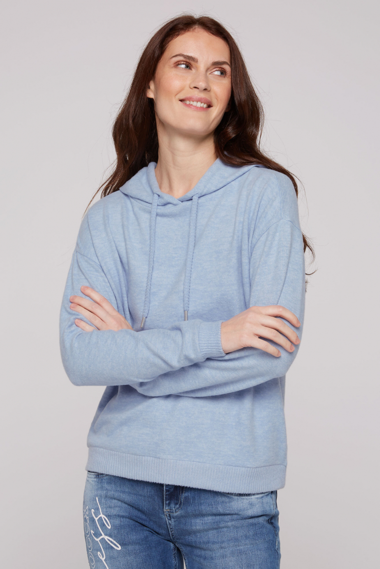 CAMP DAVID & SOCCX | Basic Hoodie aus Flauschstrick cool blue | XXXL