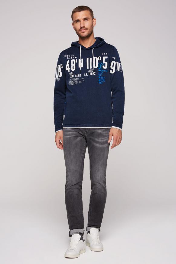 CAMP DAVID & SOCCX | Kapuzenpullover mit Saum-Layering blue navy | XXXL
