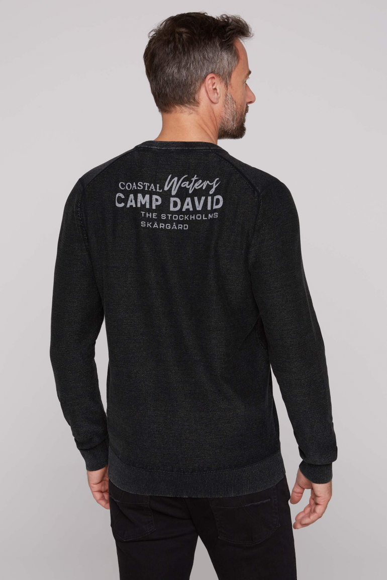 CAMP DAVID & SOCCX | Pullover Linksstrick mit Used Look black